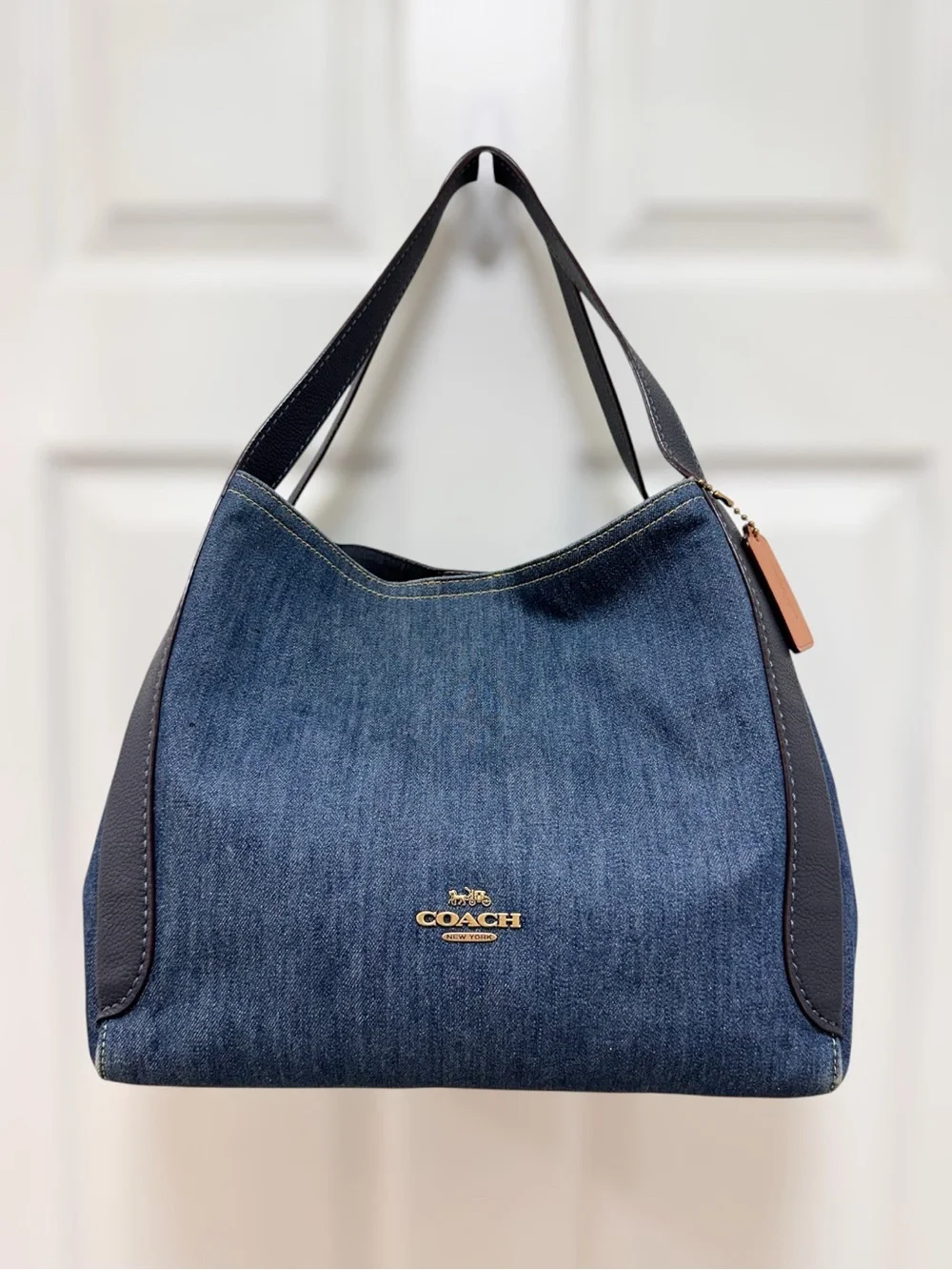 Coach | Bags | Coach Hadley Denim Hobo Large Shoulder Bag Blue Denim ...